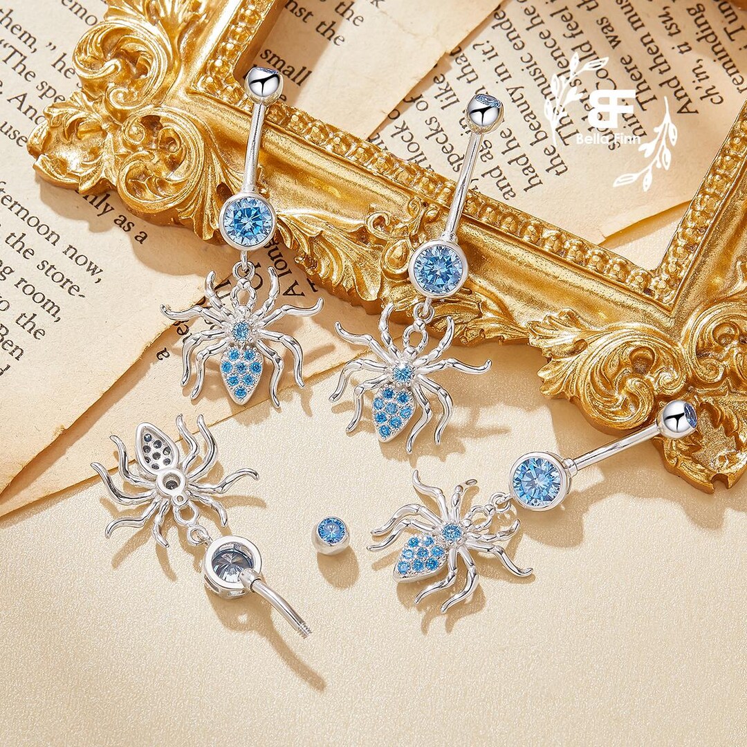 Blue Spider Bugs Belly Button Ring,navel Jewelry,belly Piercing,navel ...