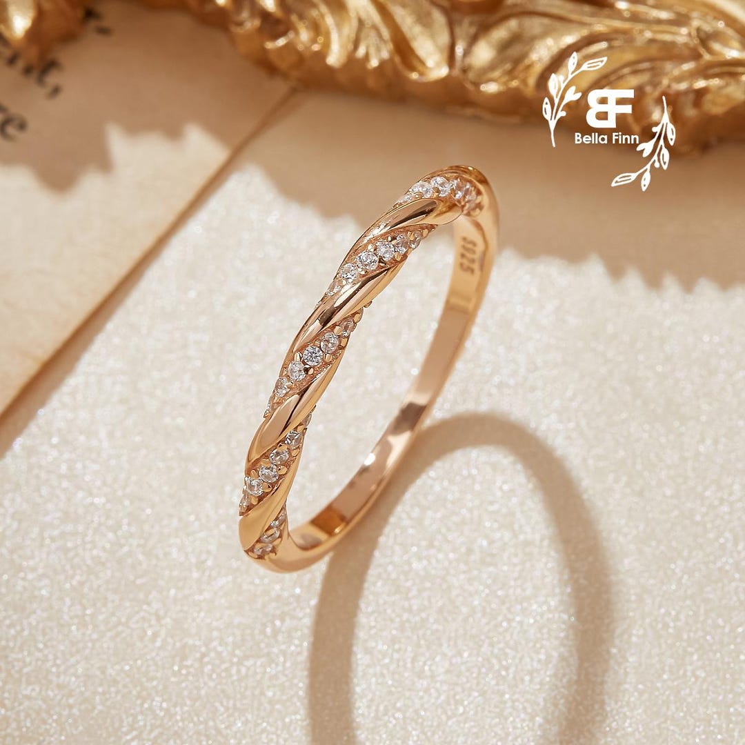 Rose Gold Plated Twisted Infinity Eternity Ring,solid 925 Sterling ...