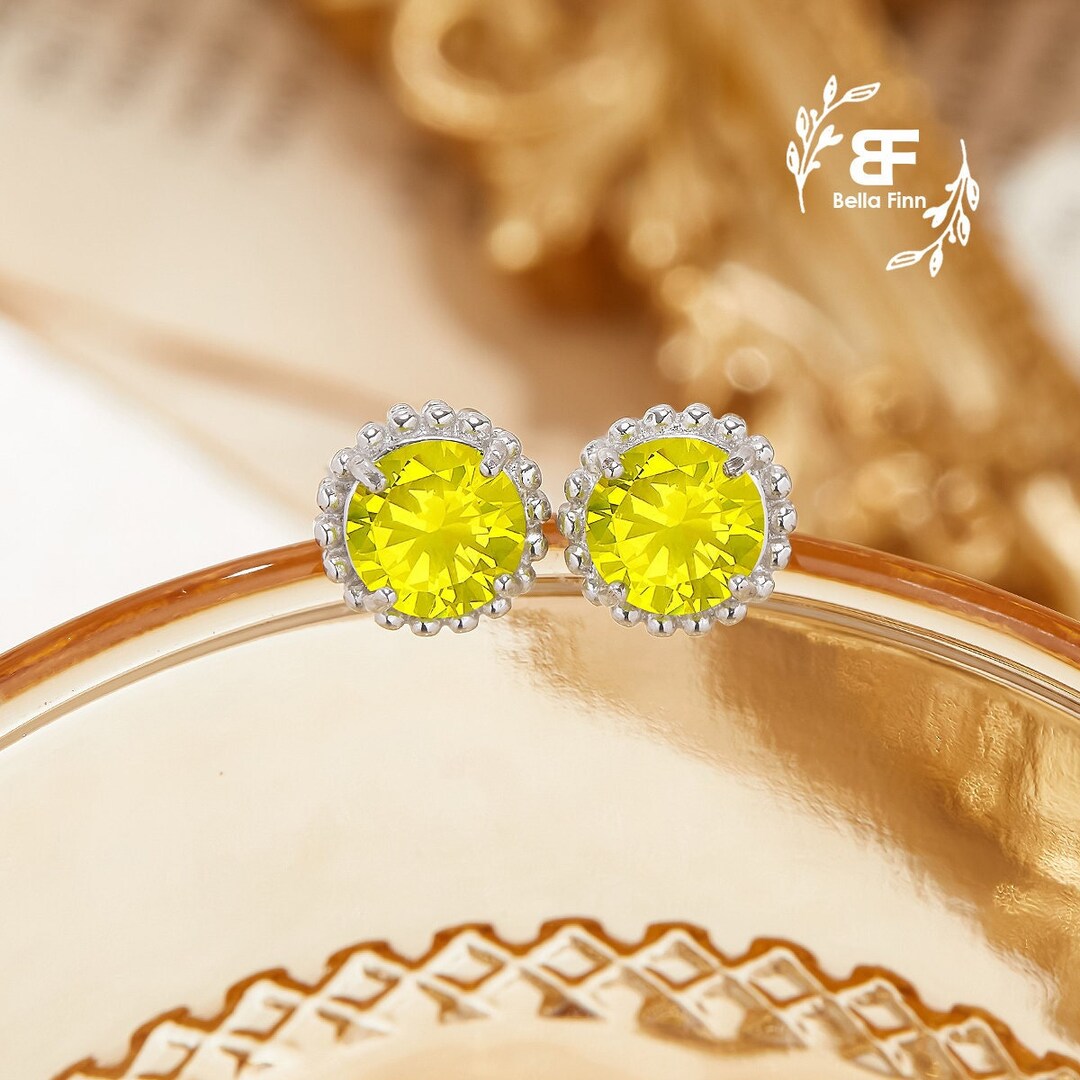 Round Halo Dayglow Neon Yellow Fluorescent Studs Earrings,lumogarnet ...