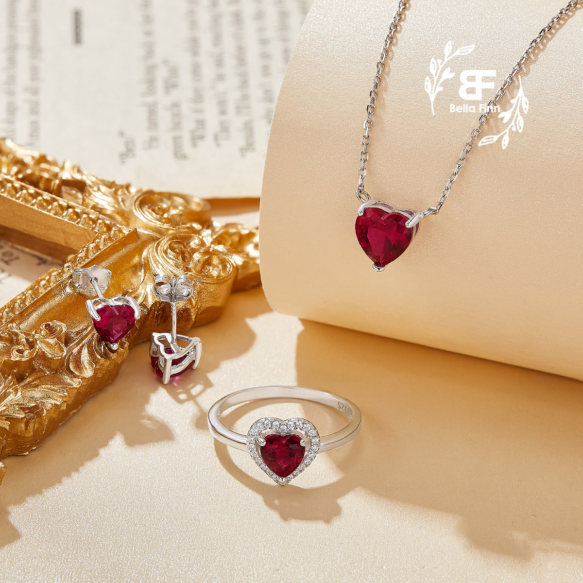 Simulated Heart Red Ruby Jewelry Set,luxury 925 Sterling Silver ...
