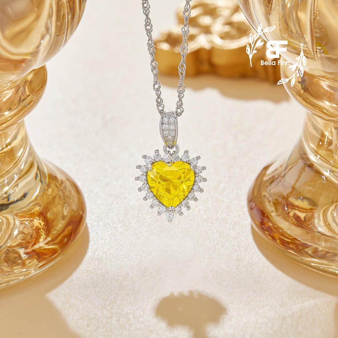 Halo Heart Dayglow Neon Yellow Fluorescent Pendant Necklace,lumogarnet ...
