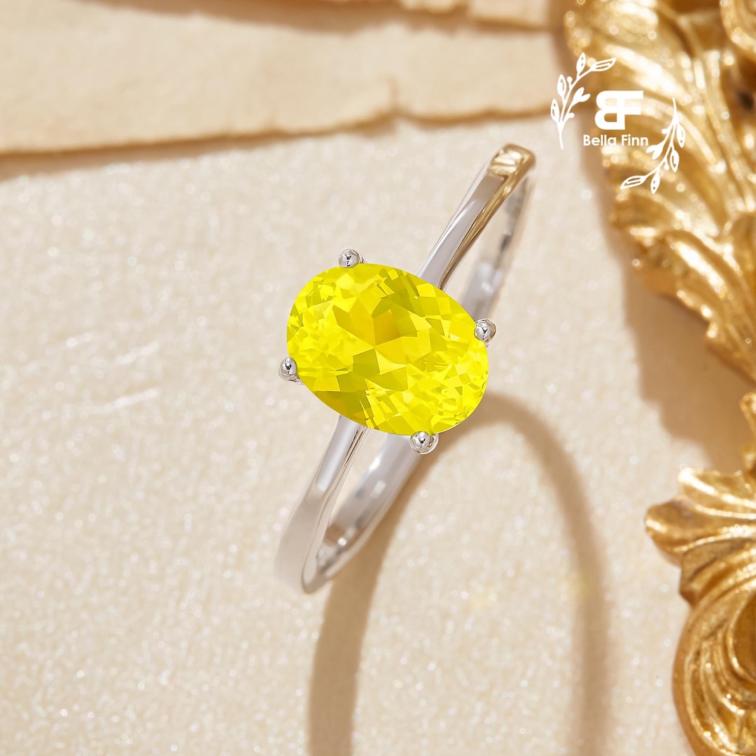 Oval Dayglow Neon Yellow Fluorescent YAG Ring,lumogarnet 925 Sterling ...