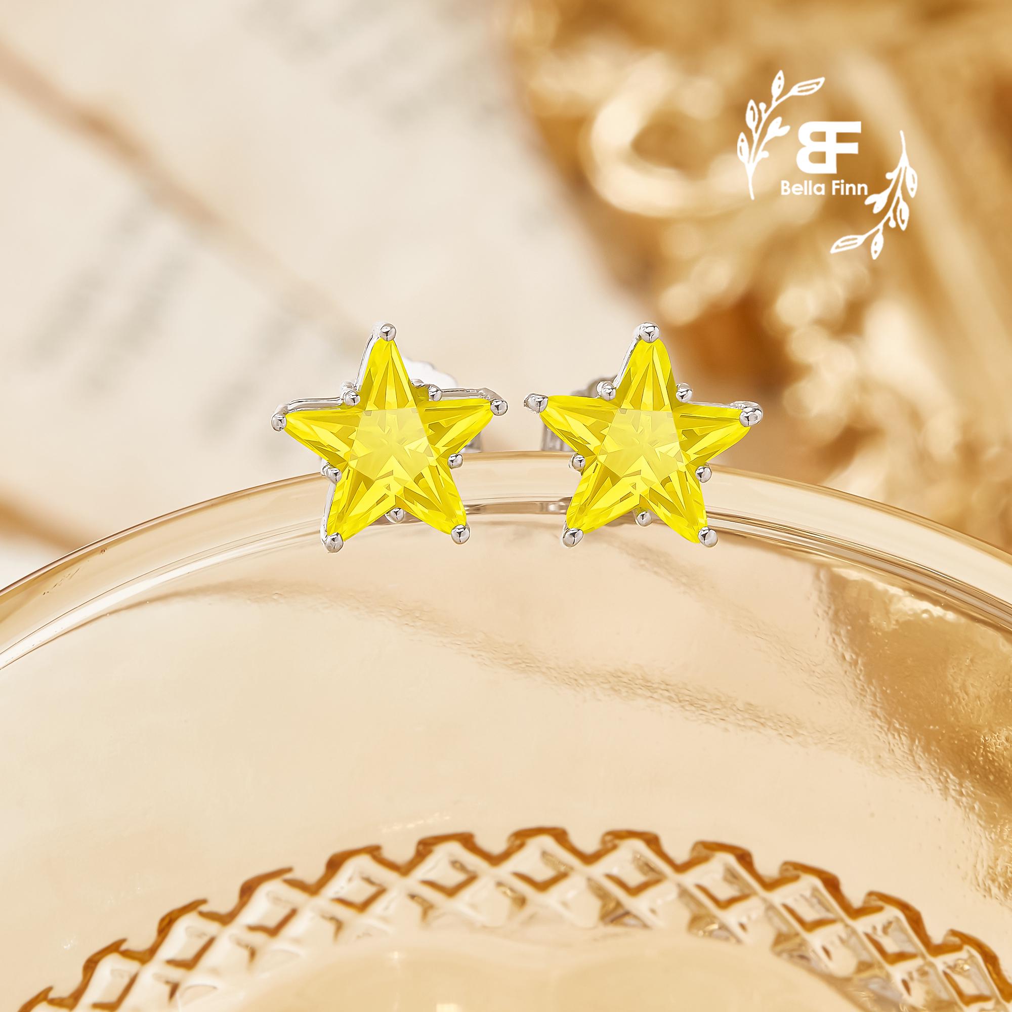 Star Dayglow Neon Yellow Fluorescent YAG Earrings, Celestial Dangling ...