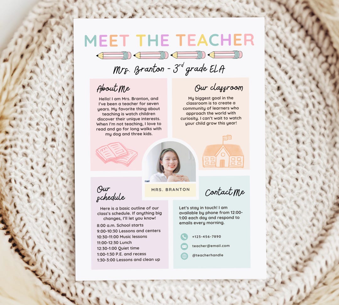 Meet the Teacher Template Canva, Back to School Night Template for Meet ...