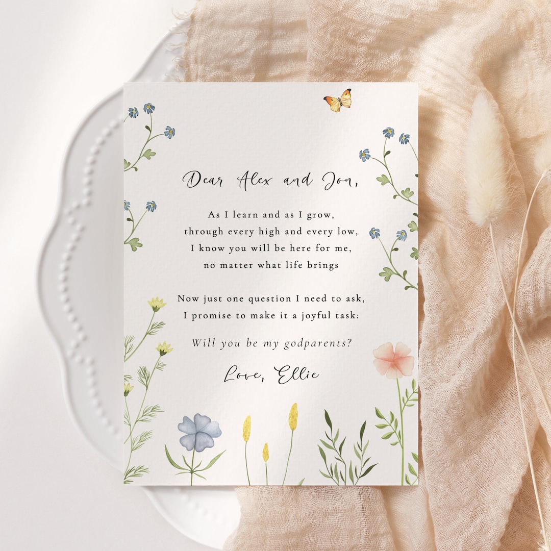 Floral Godparents Proposal Card Will You Be My Godparents Godparents ...