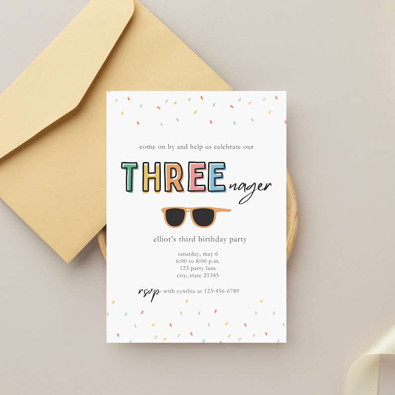 Threenager 3rd Birthday Invitation Funny Third Birthday - Etsy