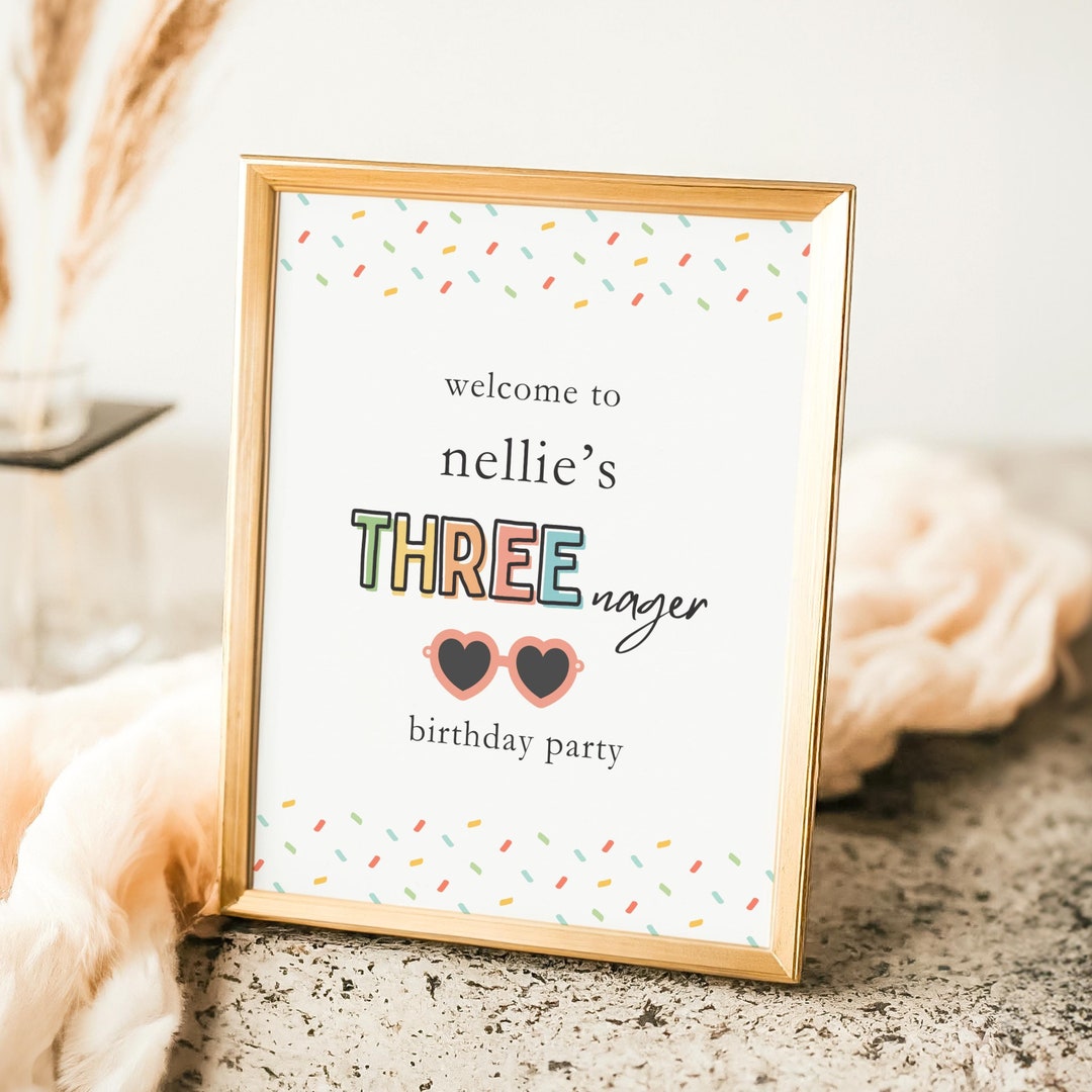 Little Miss Threenager 3rd Birthday Welcome Sign - Girl Birthday Party ...