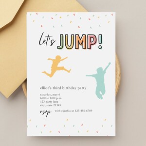 Trampoline Park Birthday Invitation Trampoline Birthday - Etsy