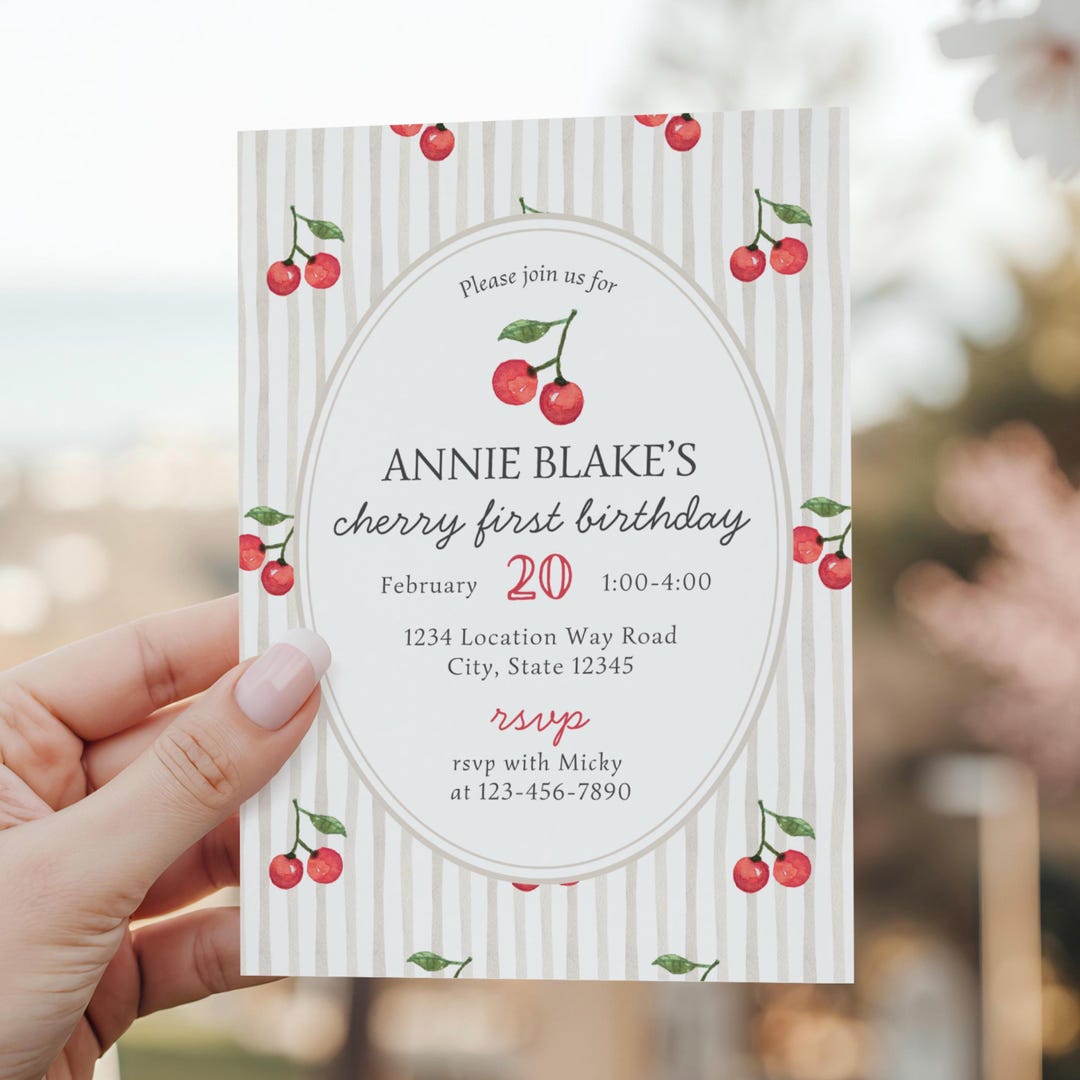 Cherry First Birthday Invitation for Girl 1st Birthday, Cherry 1st ...