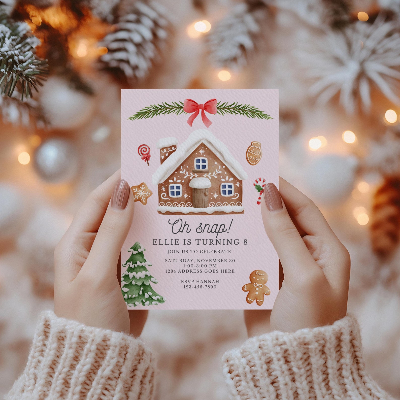 Oh Snap Christmas Birthday Party Invitation - Gingerbread House ...