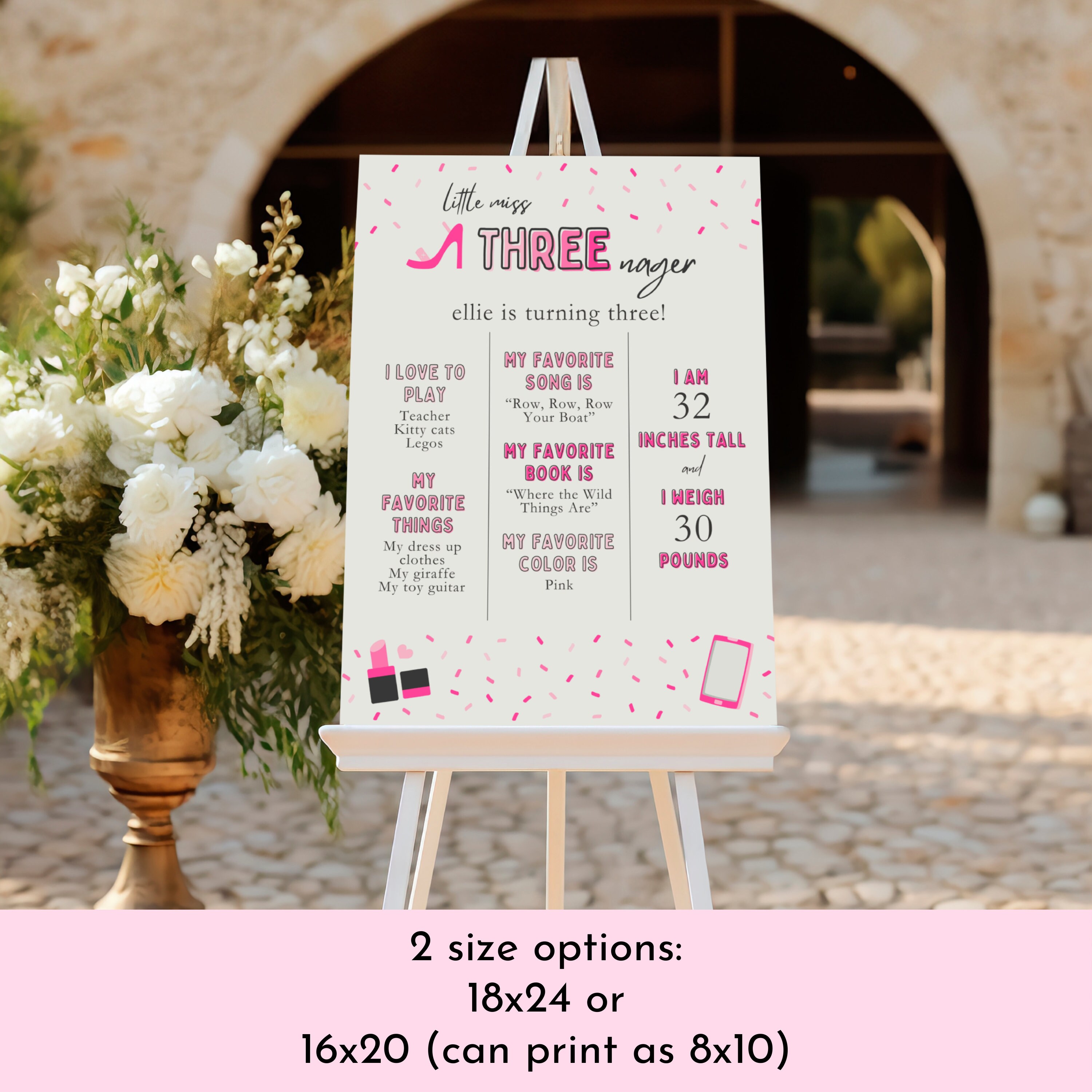 Little Miss Threenager Milestone Board Threenager Birthday Custom Sign ...