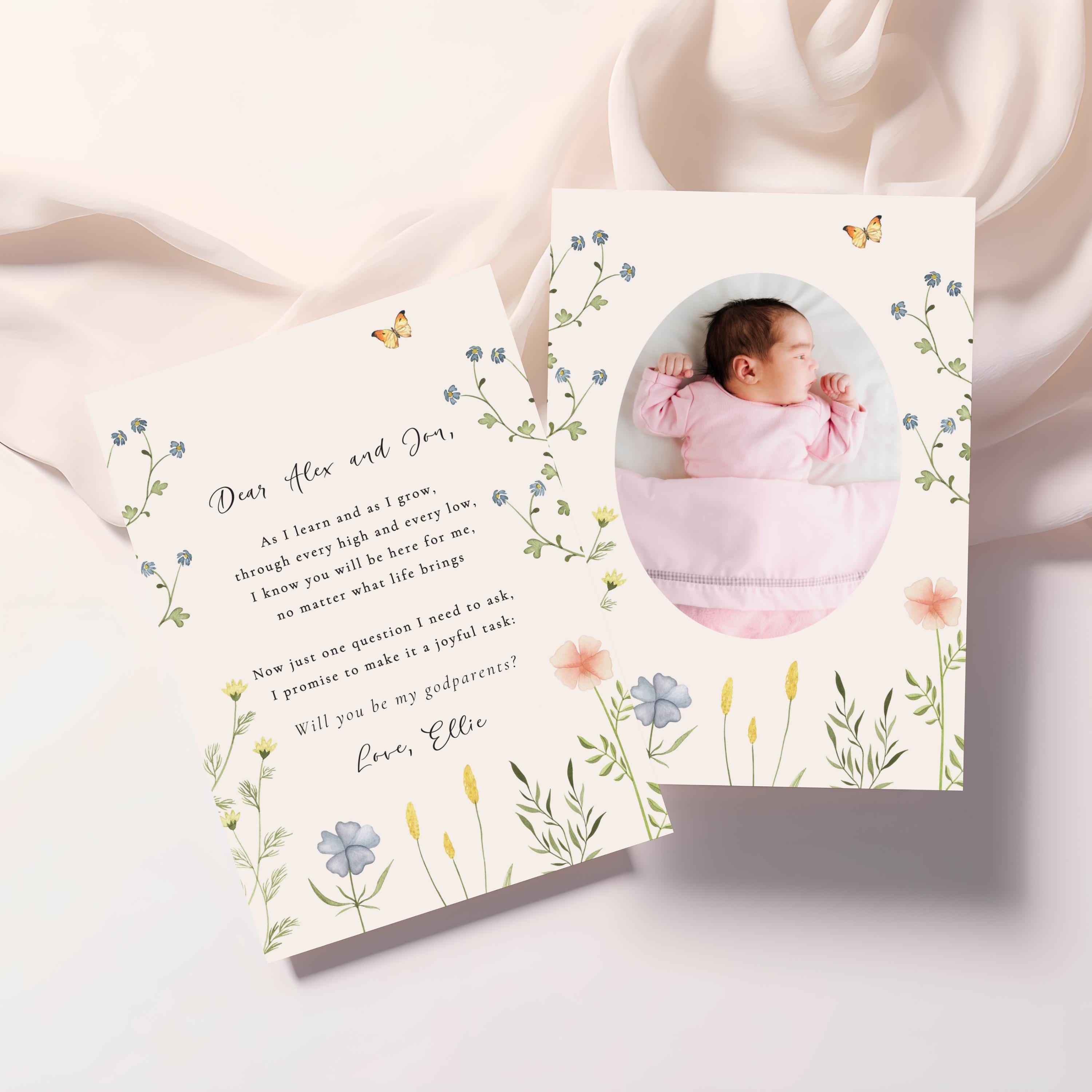Floral Godparents Proposal Card | Will You Be My Godparents ...