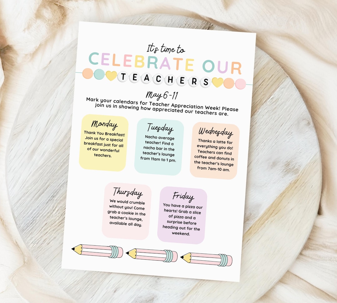 Editable Teacher Appreciation Week Flyer, 90s Theme Teacher ...