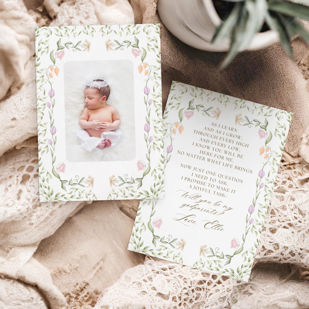 Floral Godparents Proposal Card | Will You Be My Godparents ...