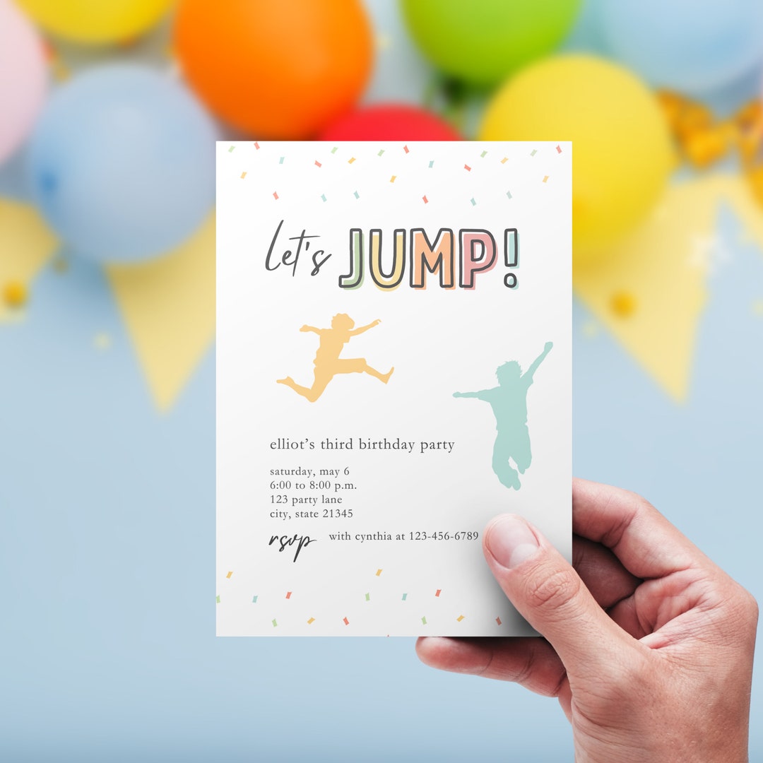 Trampoline Park Birthday Invitation Trampoline Birthday - Etsy