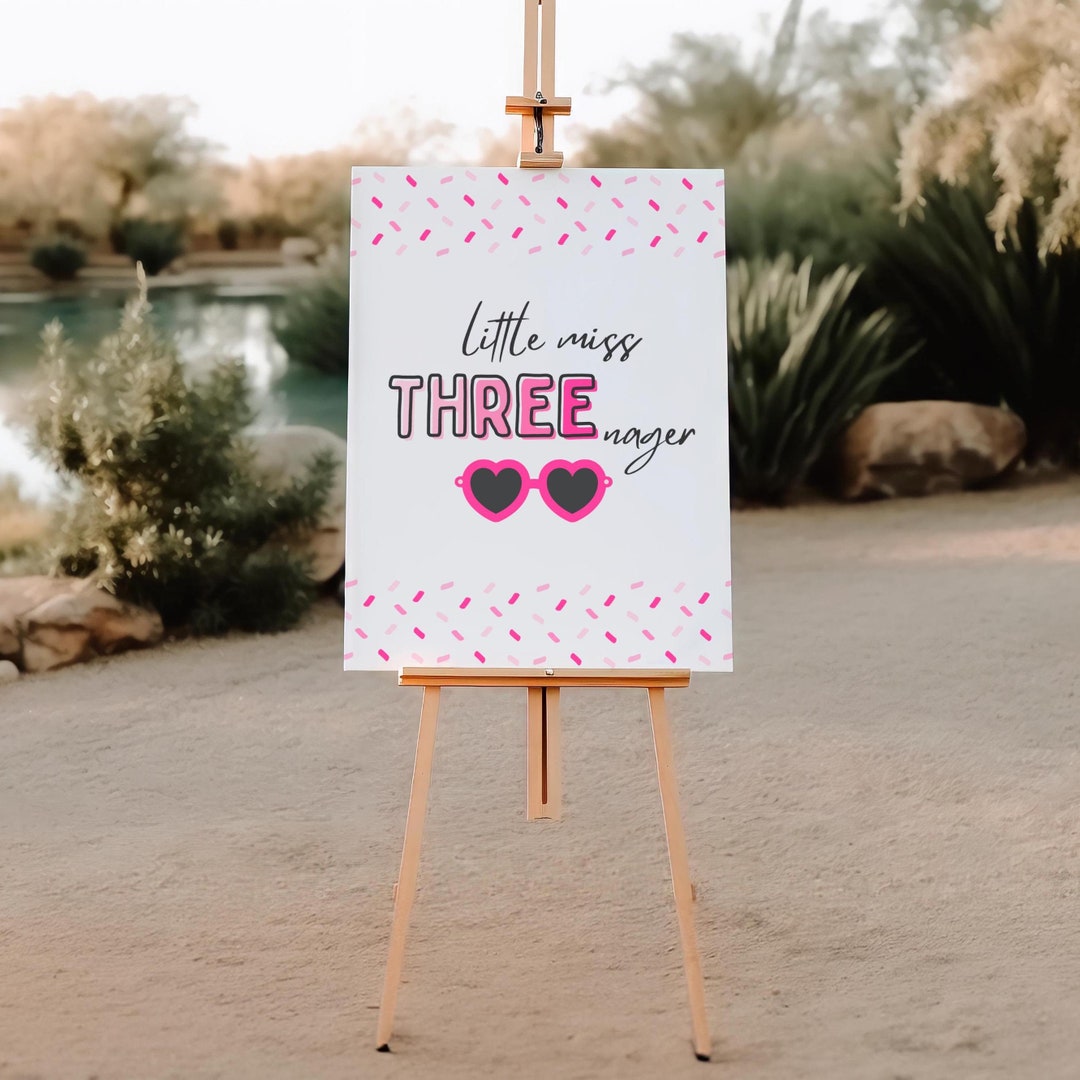 Pink Little Miss Threenager Decorations - Threenager Birthday Sign ...