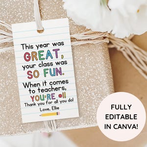 Colorful Teacher Appreciation Tag Teacher Appreciation Gift From Kids ...