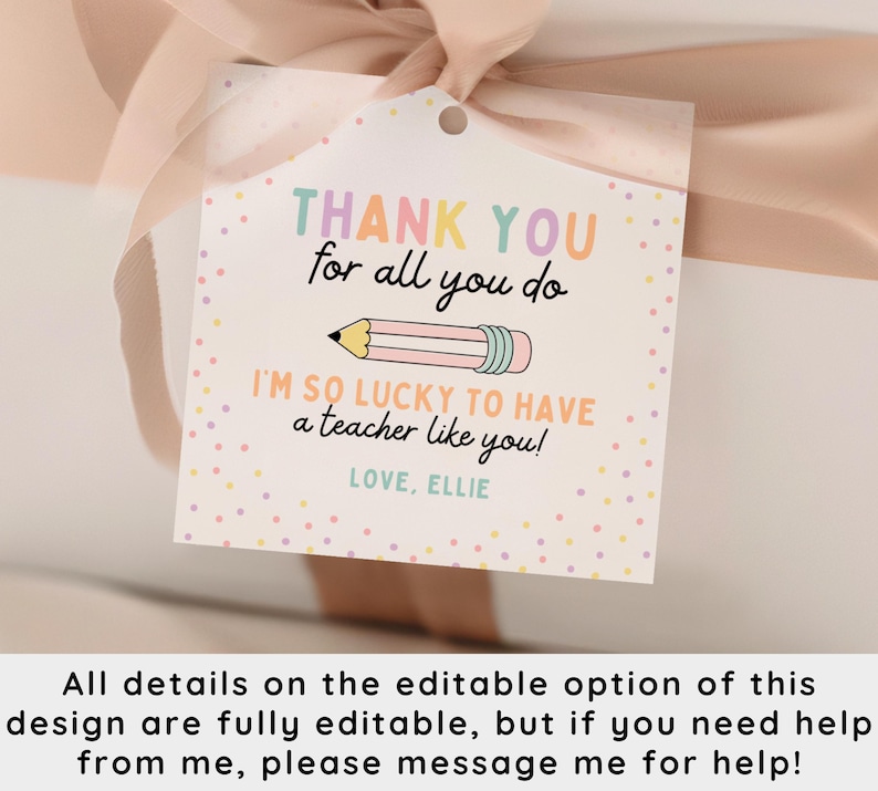 Editable Teacher Appreciation Gift Tags, Teacher Appreciation Tags for ...