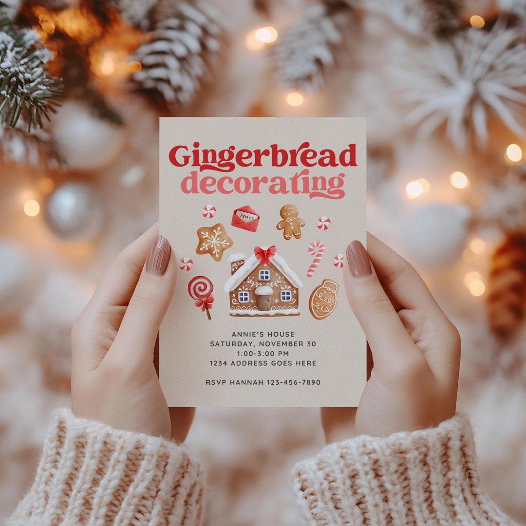 Gingerbread Decorating Christmas Party Invitation - Gingerbread House ...