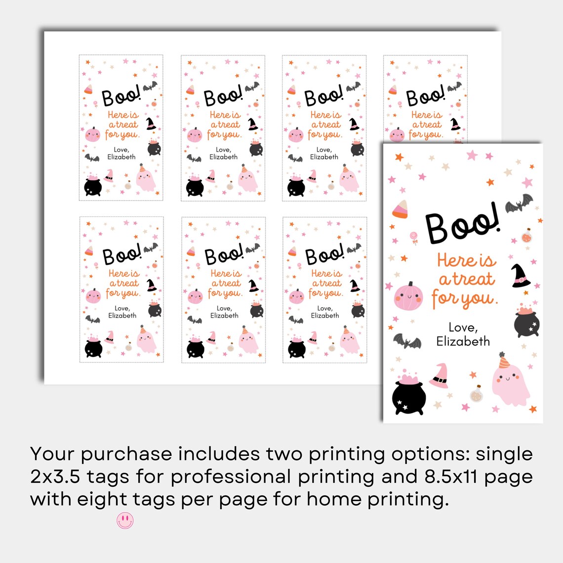Pink Halloween Tags Printable - Halloween Favor Tags for Halloween ...