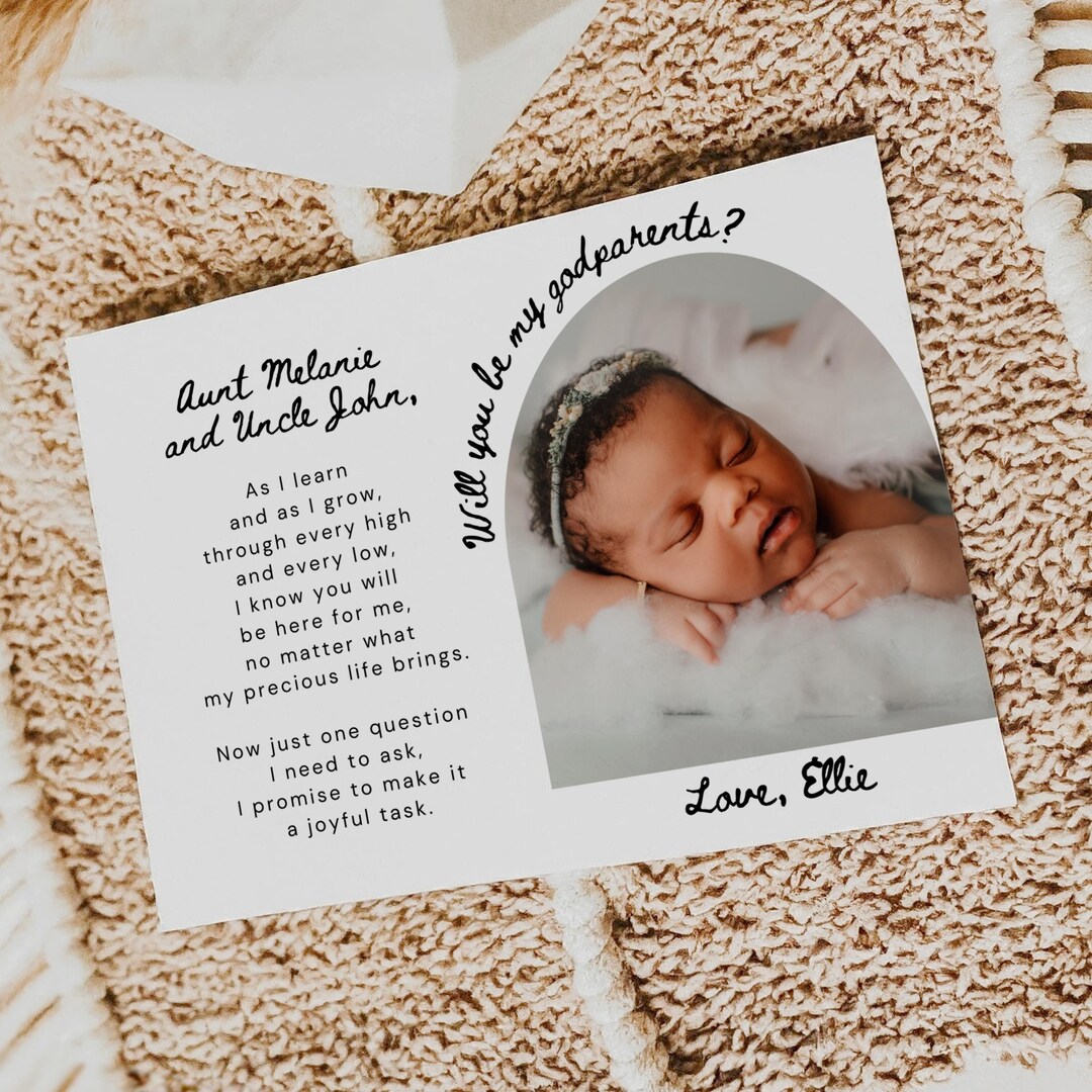 Godparents Proposal Card, Asking Godparents Will You Be My Godparents ...