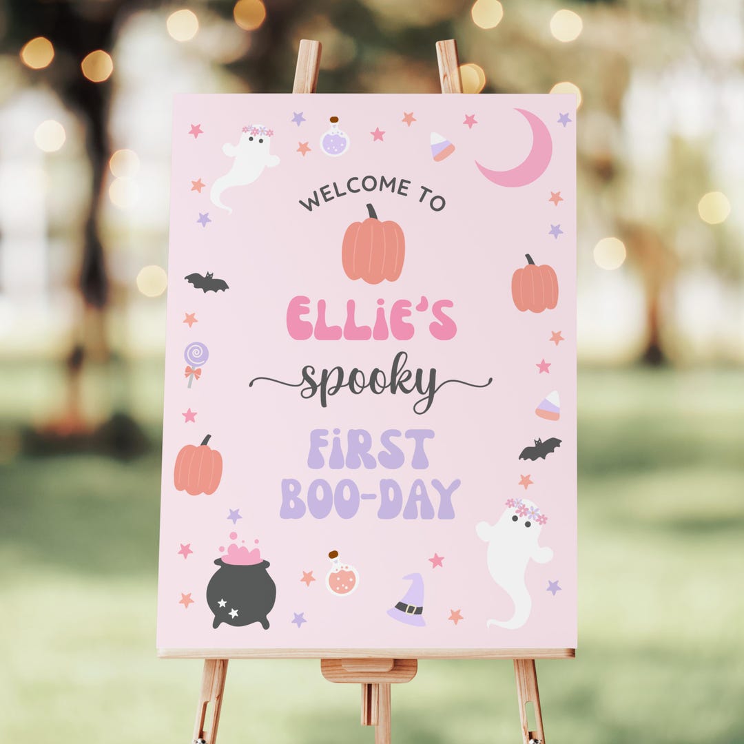 Pink Spooky One Welcome Sign for Halloween Birthday, 1st Birthday ...