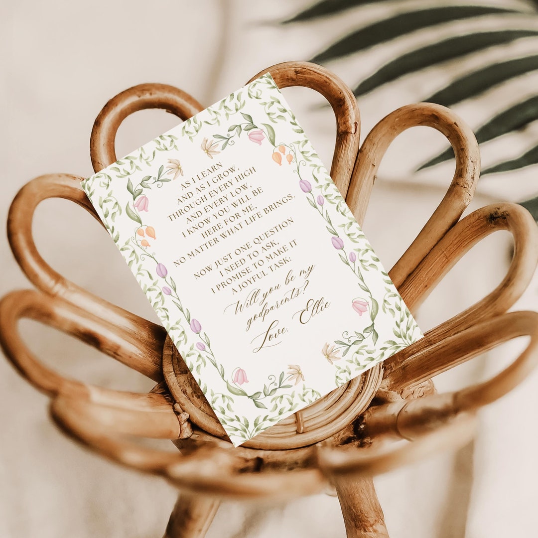 Floral Godparents Proposal Card | Will You Be My Godparents ...
