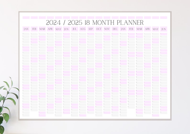 18 Month 2024/2025 Wall Planner Calendar - Etsy