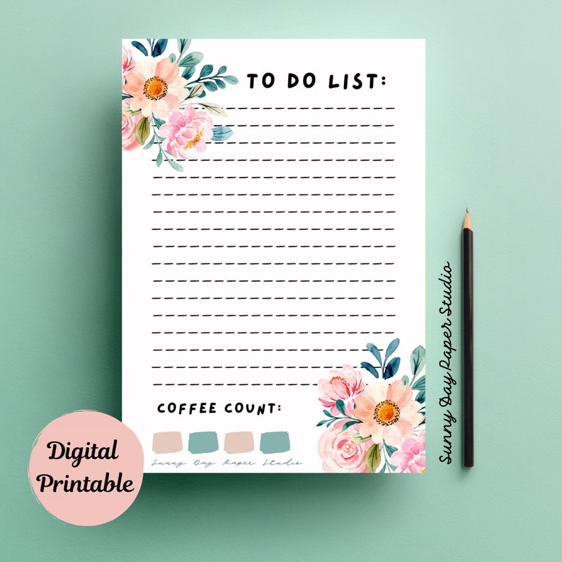 Printable to Do List Watercolor Flowers Printable Notepads - Etsy