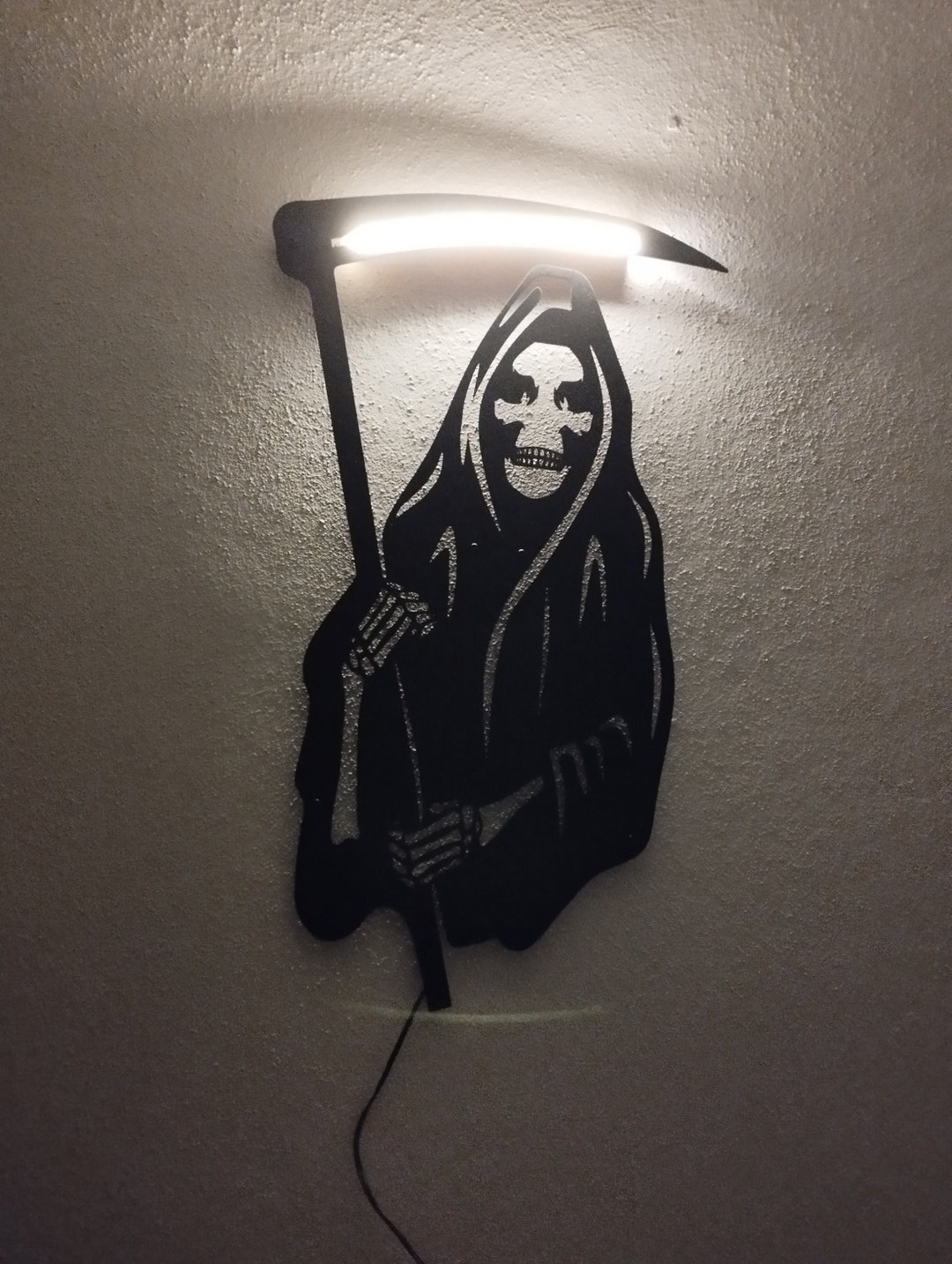 Grim Reaper, Grim Reaper Metal Sign, Gothic Wall Art With Neon Led ...