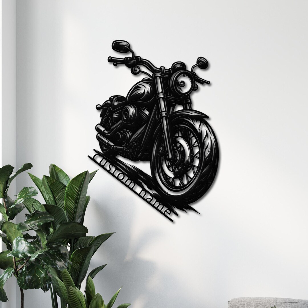 Custom Motorcycle Name Sign | Metal Biker Garage Decor | Personalized ...