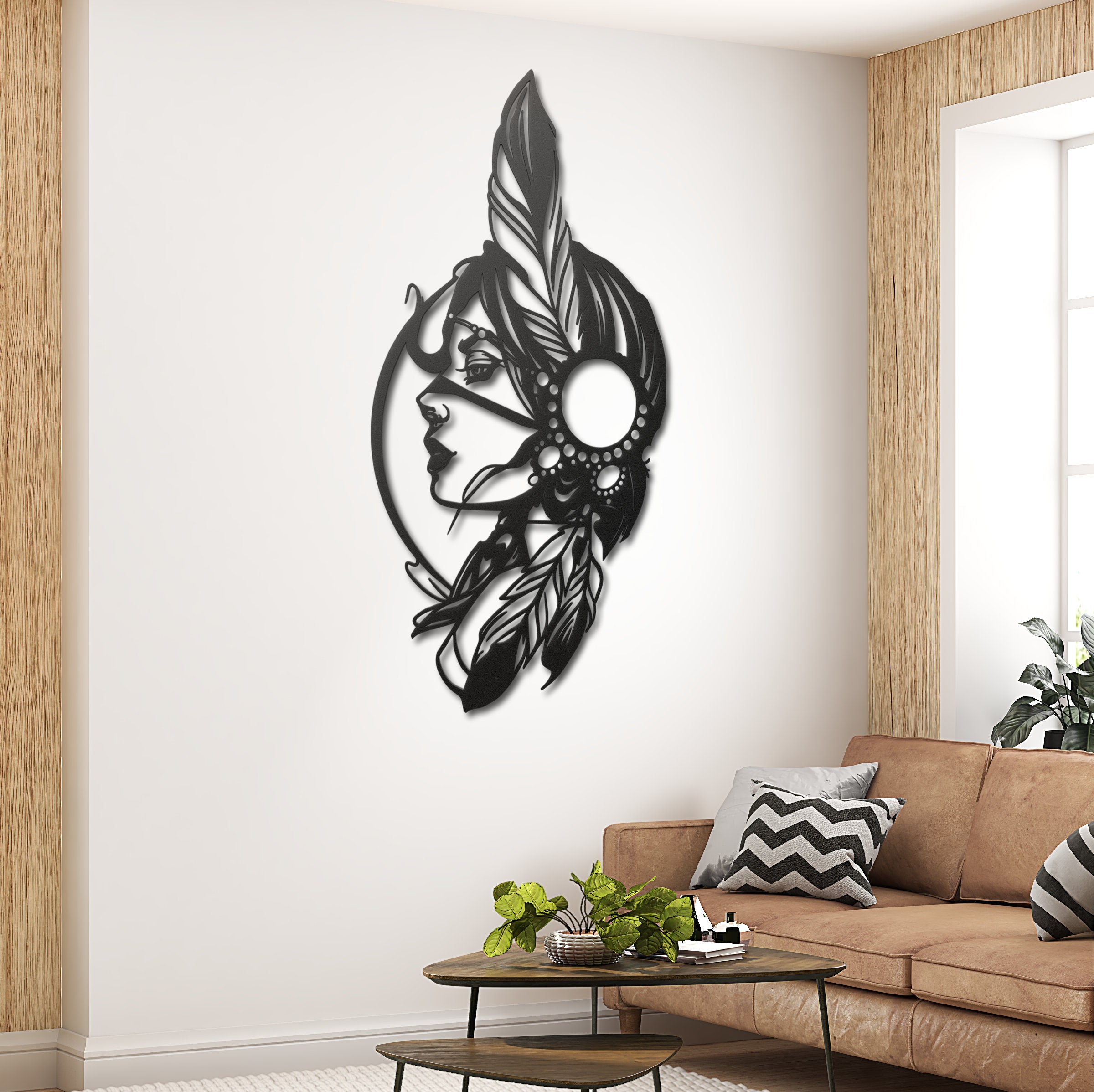 Native American Woman Wall Decor, Red Indian Woman Metal Wall Decor ...