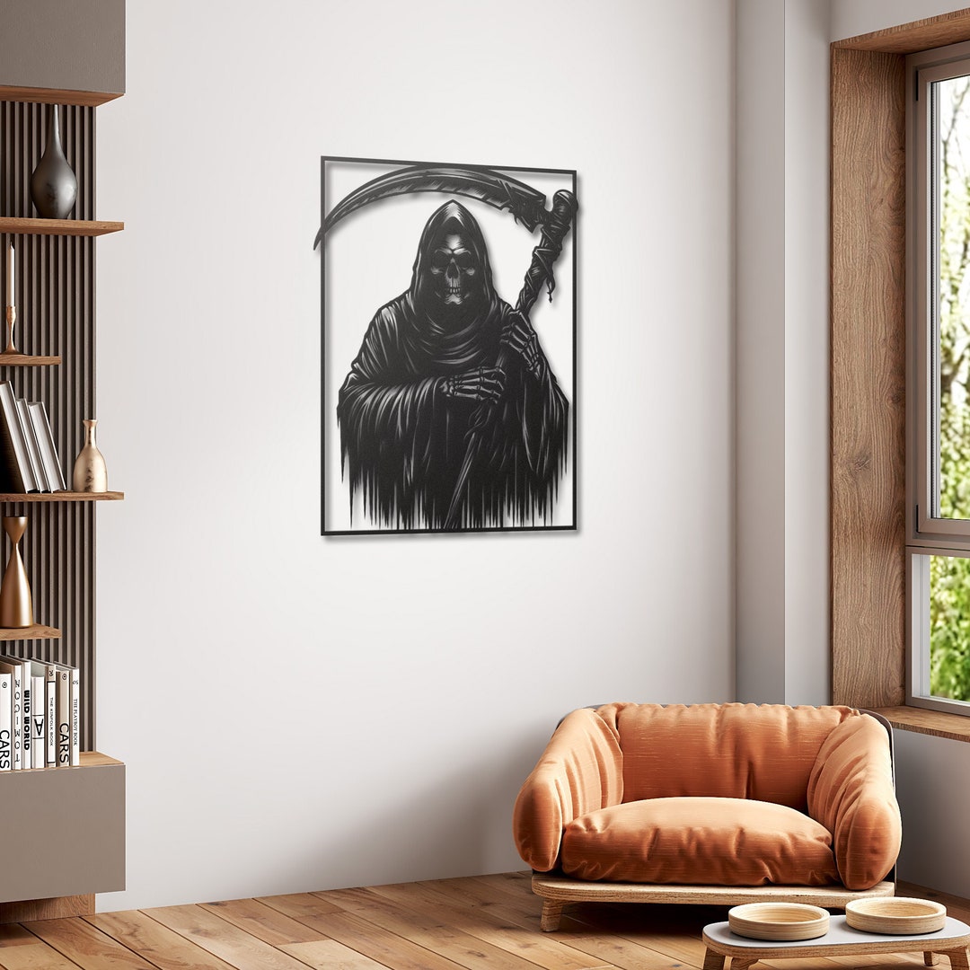 Grim Reaper Metal Wall Decor, Grim Reaper Metal Sign, Gothic Wall Art ...