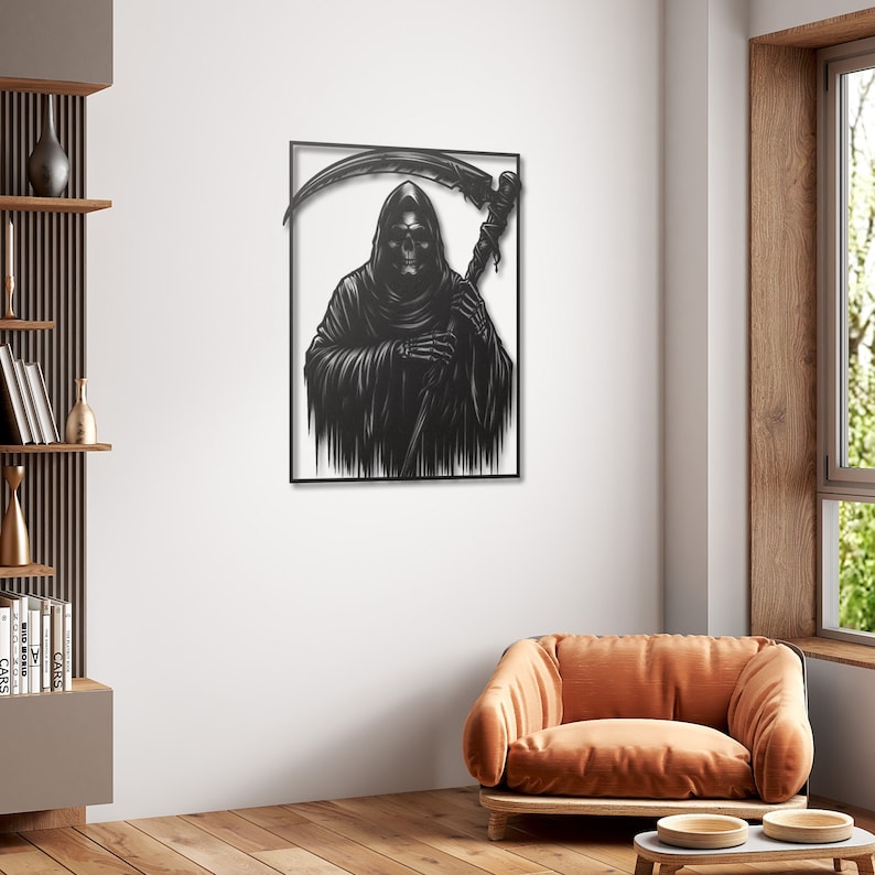 Grim Reaper Metal Wall Decor, Grim Reaper Metal Sign, Gothic Wall Art ...