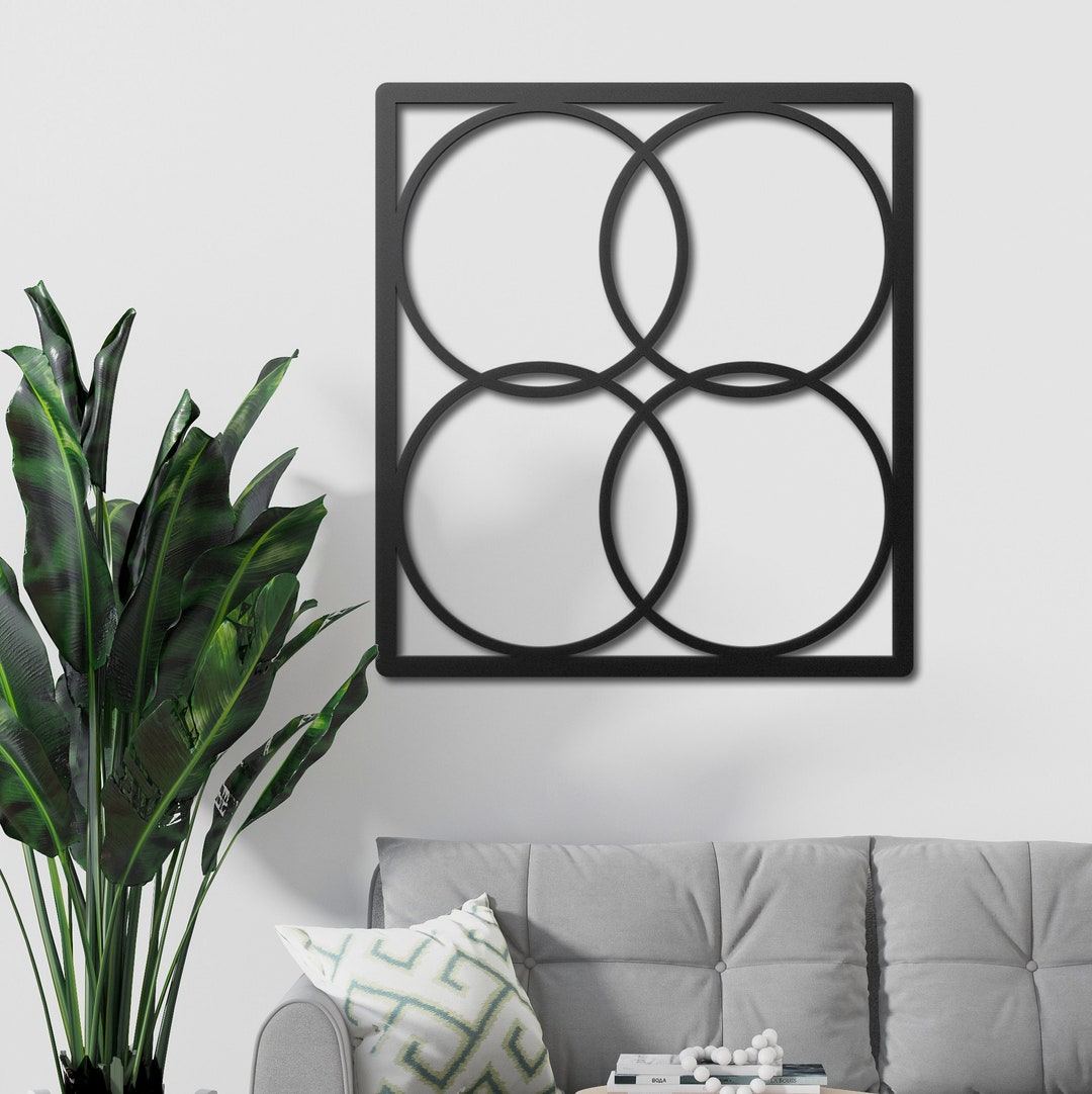 Geometric Shapes Metal Wall Art, Circles Metal Wall Art, Office Metal ...
