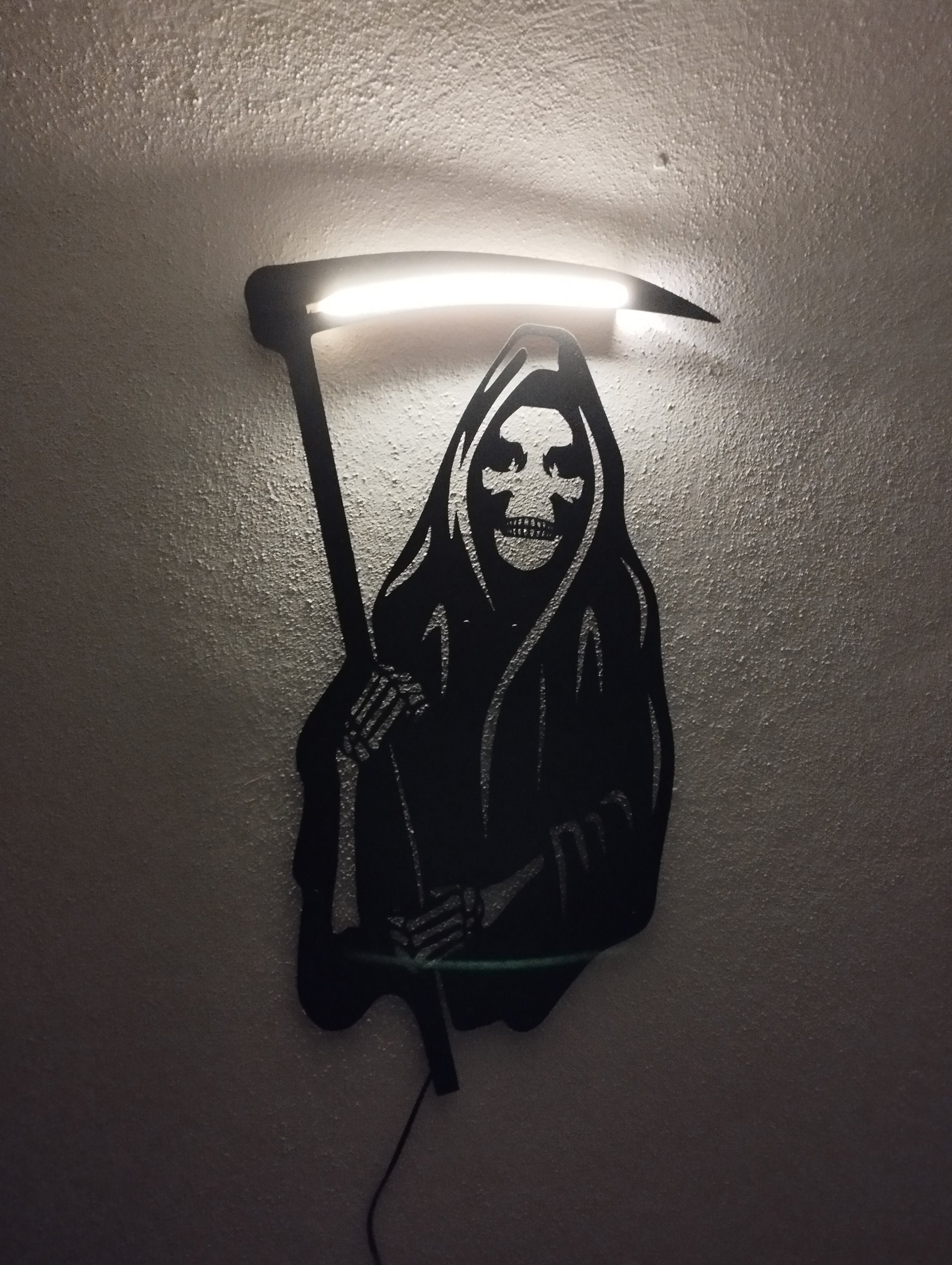Grim Reaper Grim Reaper Metal Sign Gothic Wall Art With Neon - Etsy