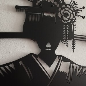 Geisha Metal Wall Art, Geisha With Katana Decor, Geisha Room Decor ...