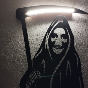 Grim Reaper, Grim Reaper Metal Sign, Gothic Wall Art With Neon Led ...