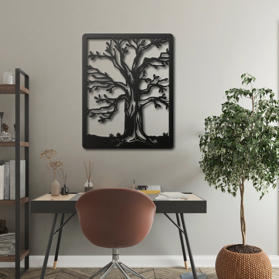Oak Tree Metal Wall Art, Tree Metal Wall Decor - Etsy