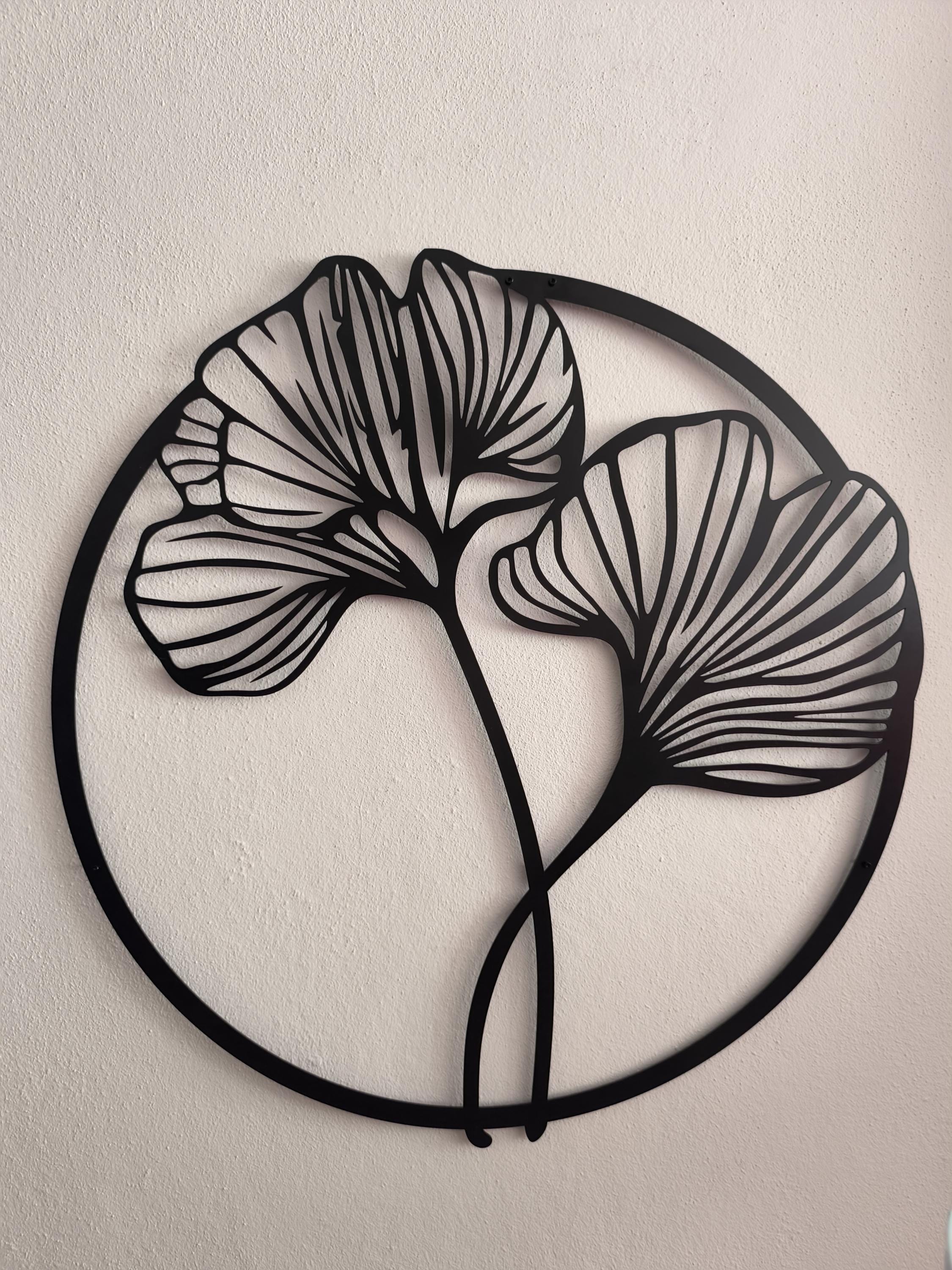 Ginkgo Flowers Metal Wall Decor, Botanical Wall Art, Minimalist Floral ...