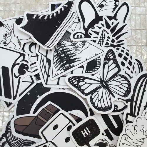 25/50 Vinyl Black White Theme Stickers Die Cut Decal Set - Etsy