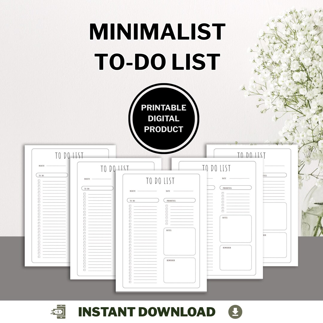 Minimalist To-do List — Sleek, Clean, and Productivity-focused - Etsy
