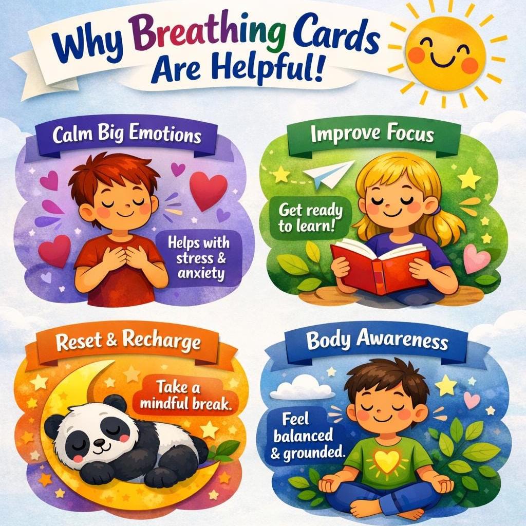 Calm Down Cards for Kids, Printable Breathing Cards, Toddler Calm Kit ...