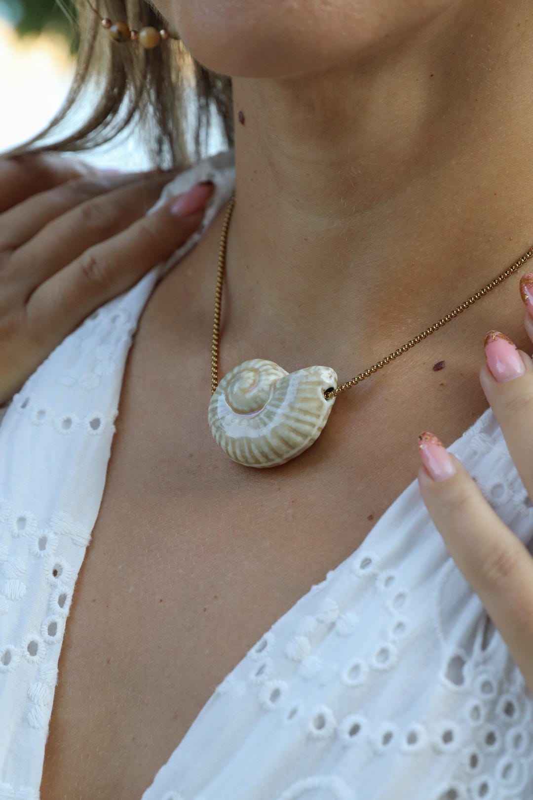 Boho Shell Necklace, Stainless Steel Chain, Summer Beach Pendant ...