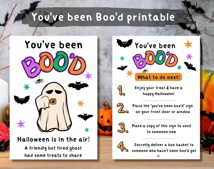 Printable Halloween Boo Basket Sign, You've Been Boo'd, Halloween ...
