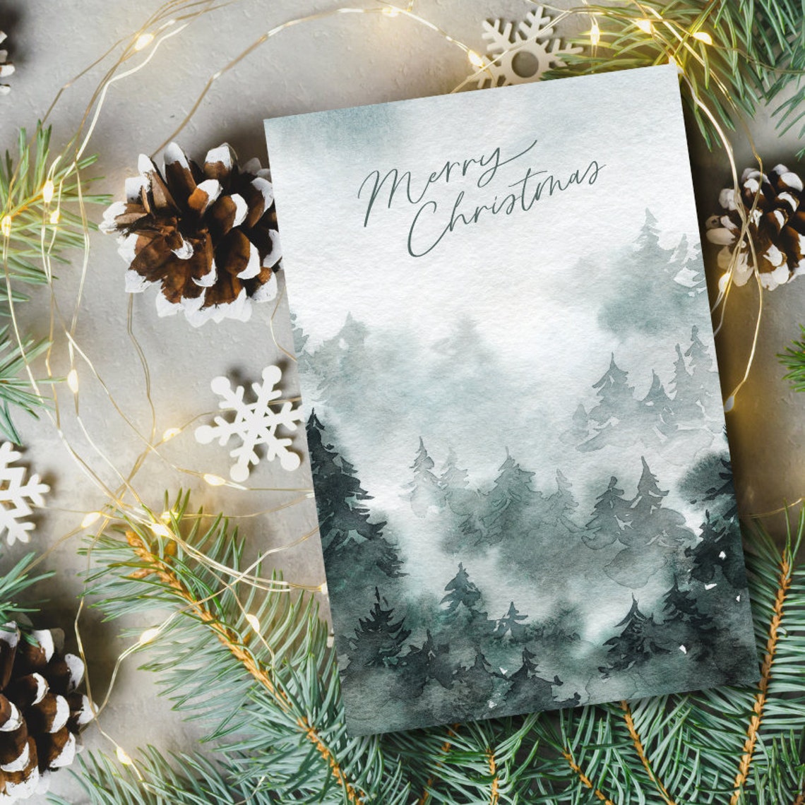 Editable Christmas Card Template Set of 5, Digital Download, Christmas ...