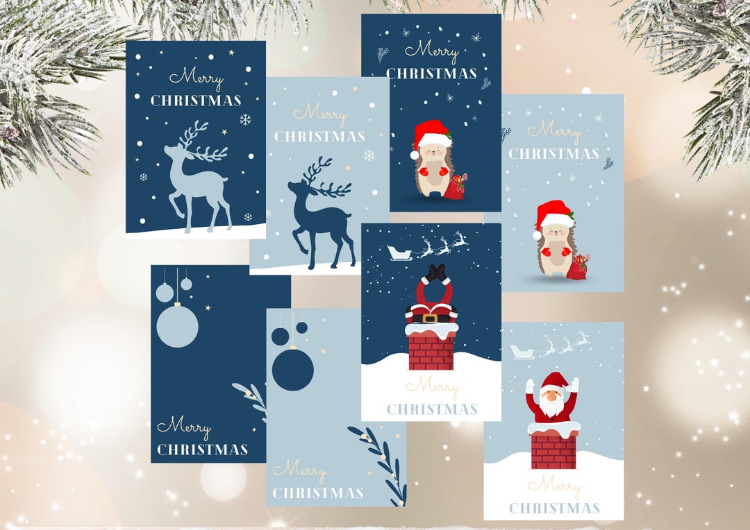 Editable Christmas Card Template Set of 8 | Digital Download ...