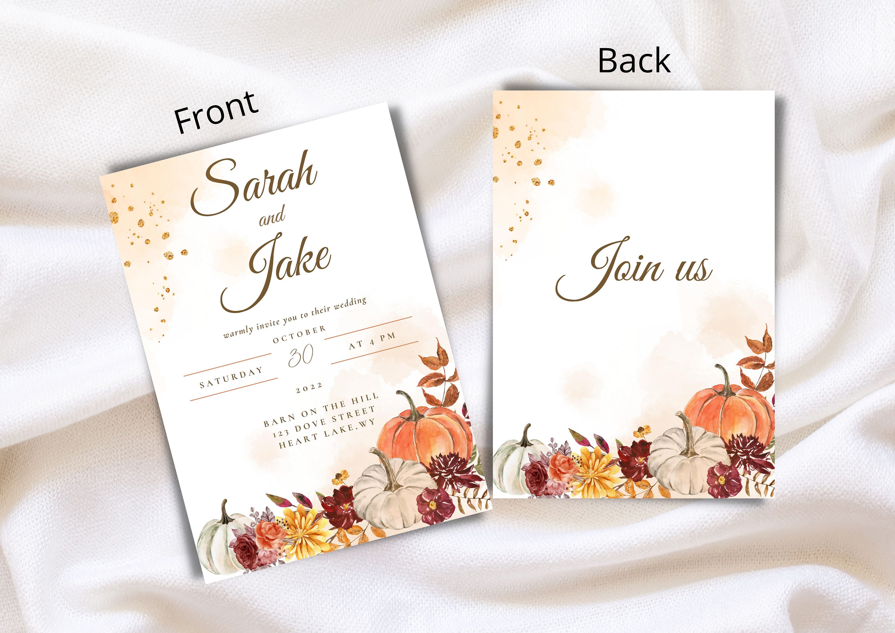 Editable Fall Wedding Invitation Set, Printable Wedding Invite, Digital ...