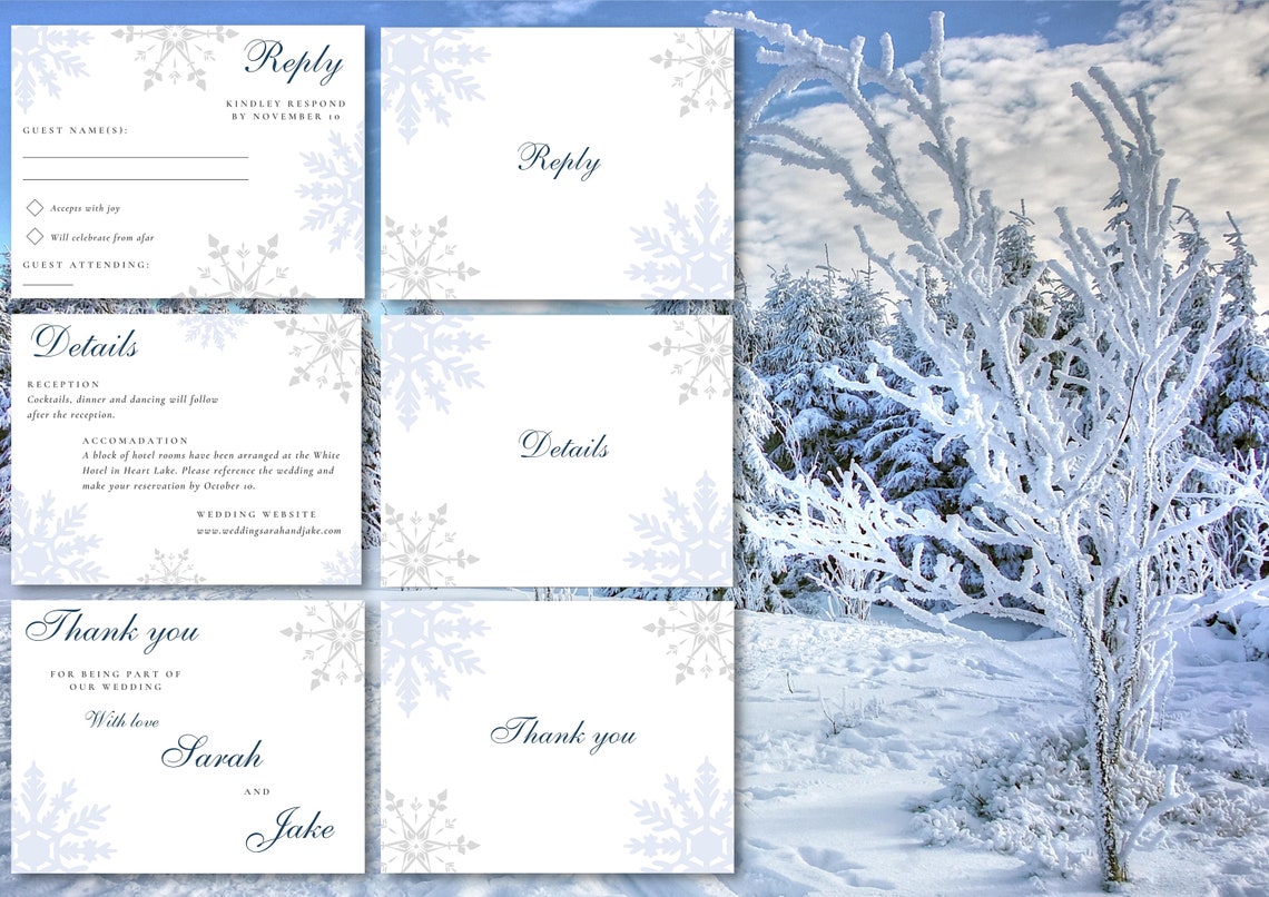 Editable Winter Wedding Invitation Set | Printable Wedding Invite ...