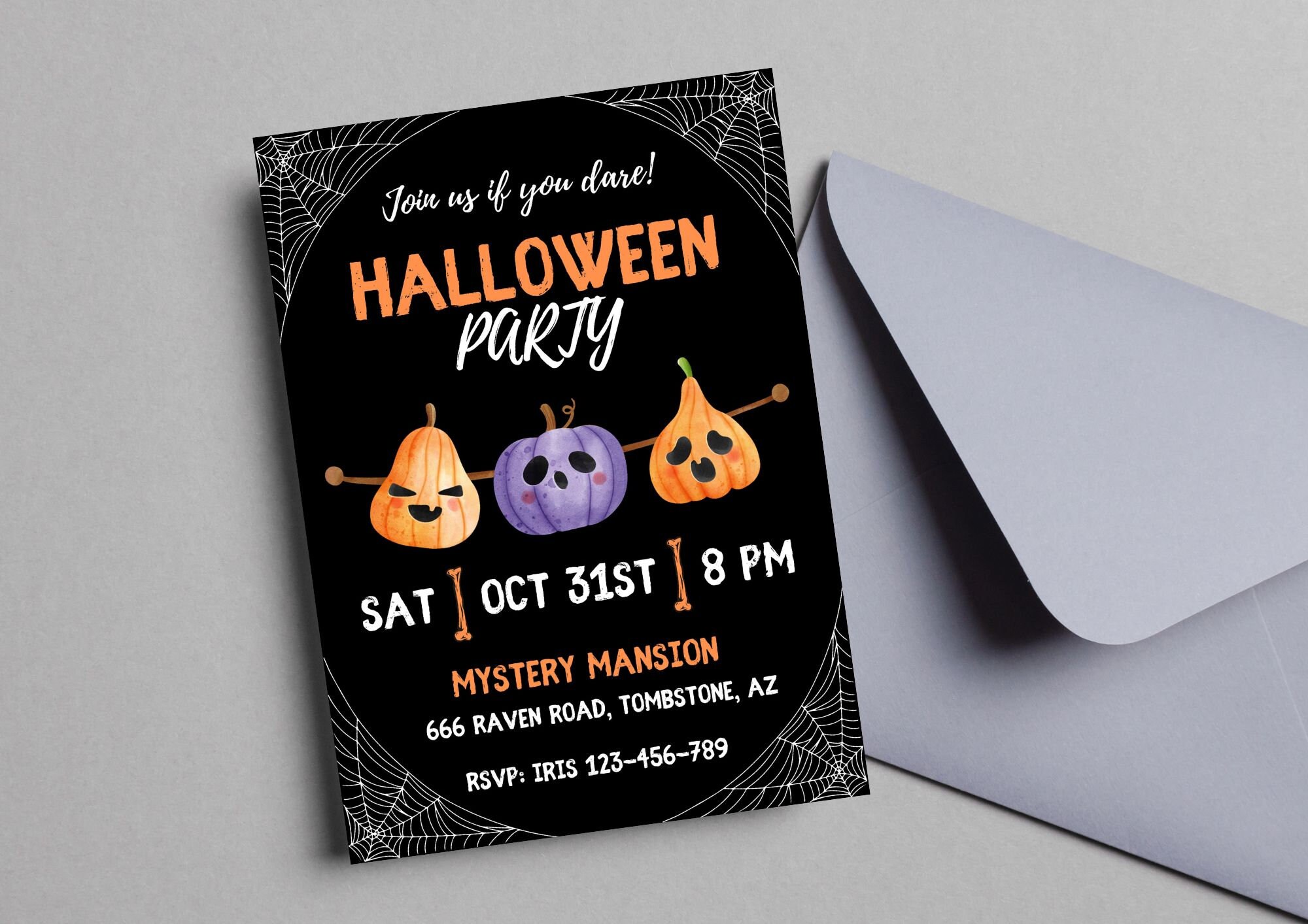 Editable Halloween Party Invitation Printable Halloween Party - Etsy